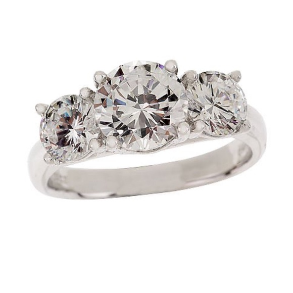 Diamonique | Jewelry | Qvc Epiphany Platinum Clad Diamonique 3 Stone ...